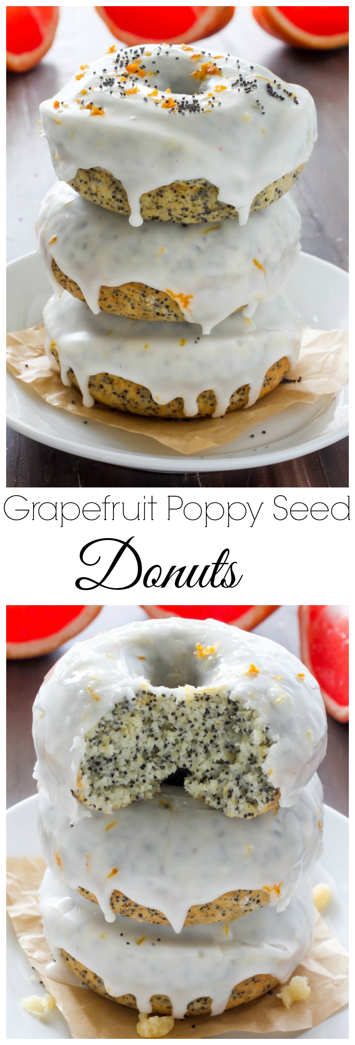 Baked Grapefruit Poppy Seed Doughnuts - Baker by Nature