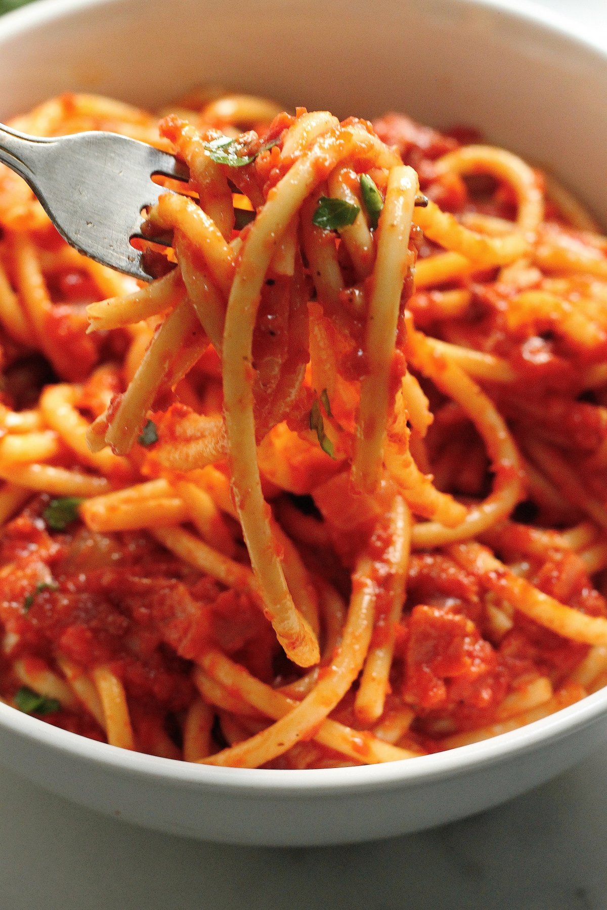 Quick and Easy Bucatini all’Amatriciana - Baker by Nature