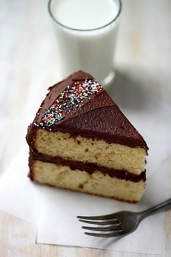 Classic Yellow Birthday Cake with Nutella Buttercream Frosting - Baker ...