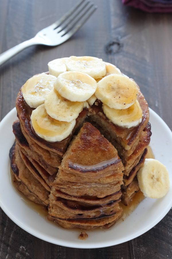 Healthy Greek Yogurt and Honey Banana Bread Pancakes - Baker by Nature