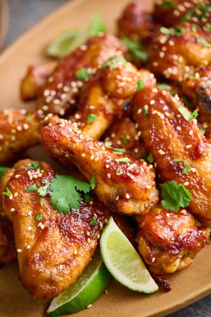 Sweet and Spicy Sriracha Baked Chicken Wings - Baker by Nature
