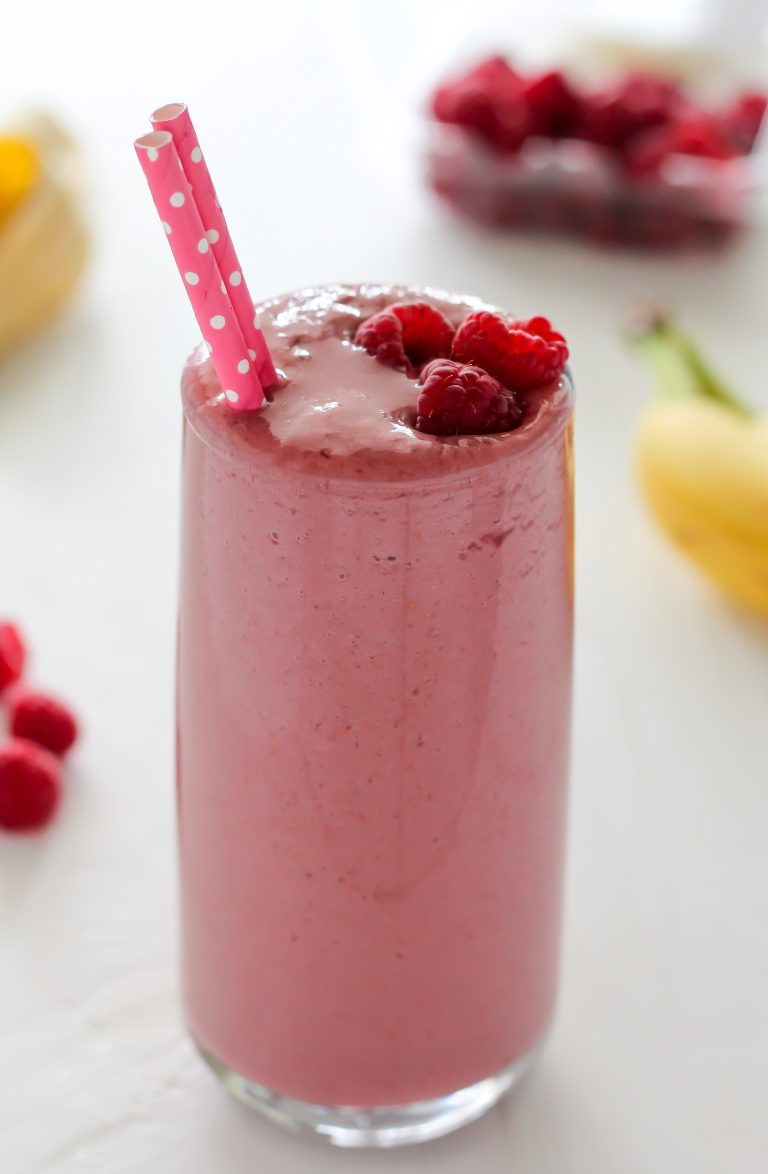 Raspberry Banana Smoothie - Baker by Nature