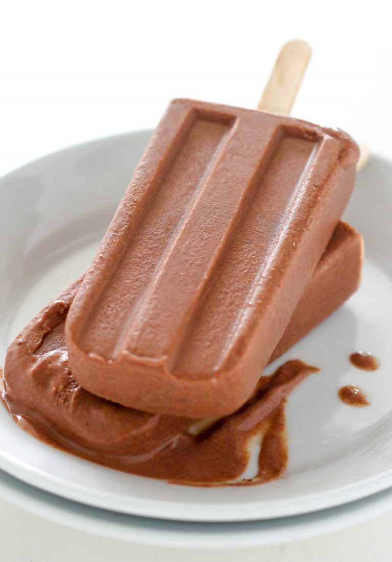 Healthy Greek Yogurt Chocolate Fudge Pops - Baker by Nature