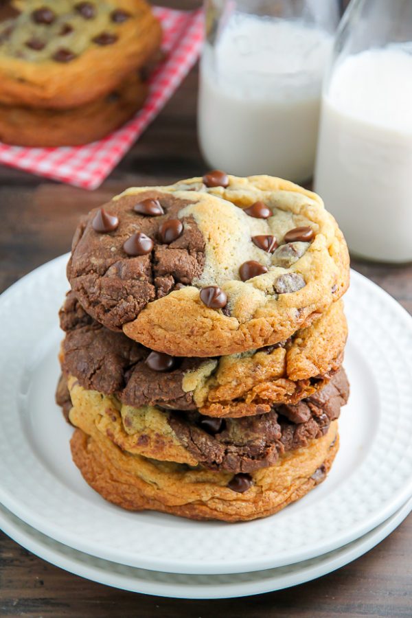 Chocolate Chip Brownie Swirl Cookies (aka Brookies) - Baker by Nature