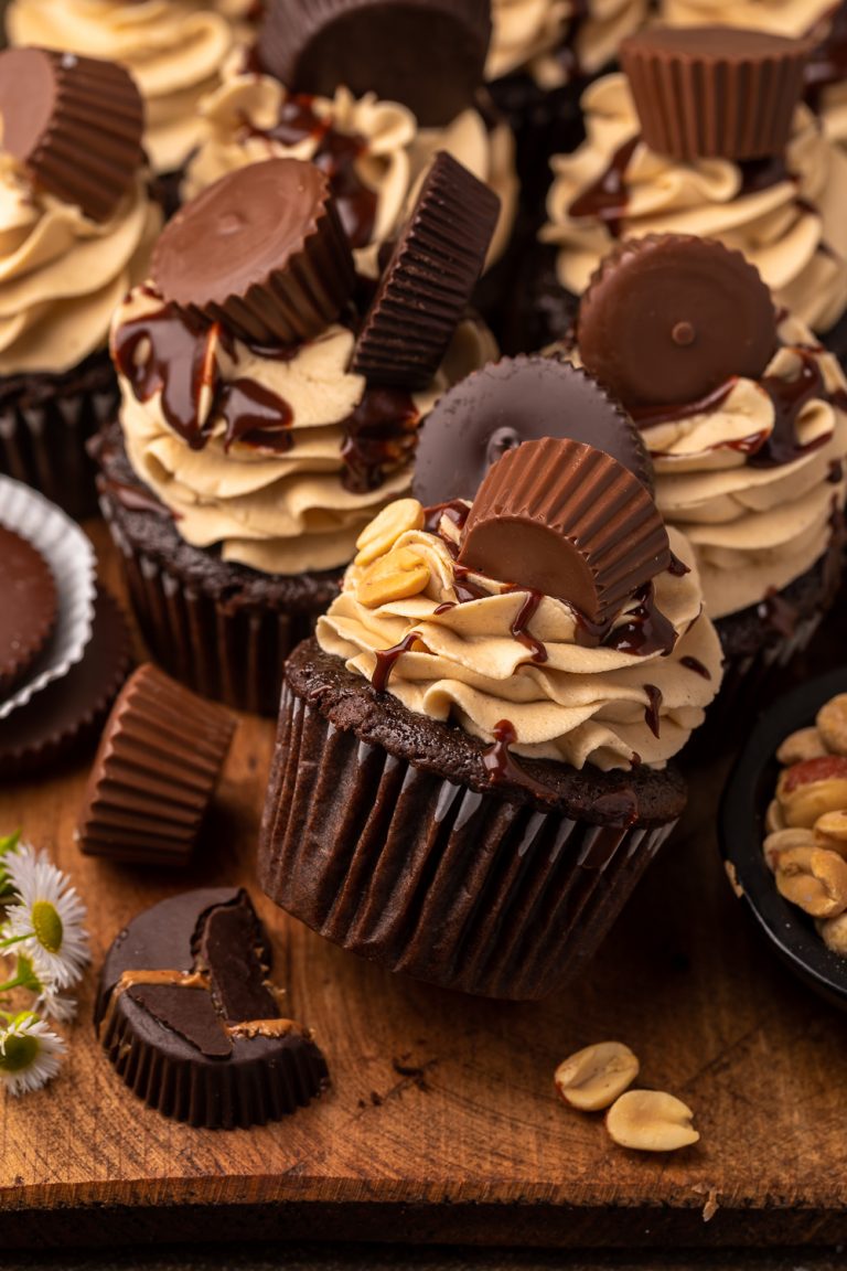 Ultimate Chocolate Peanut Butter Cupcakes - Baker by Nature