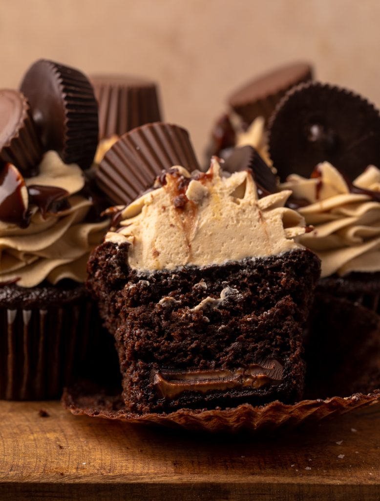 Ultimate Chocolate Peanut Butter Cupcakes - Baker by Nature