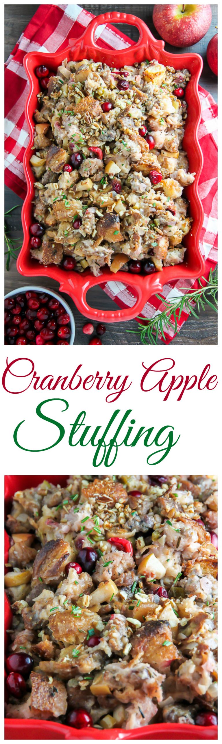 Cranberry Apple Stuffing - Baker by Nature