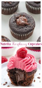 Nutella Stuffed Chocolate Cupcakes with Raspberry Frosting - Baker by ...