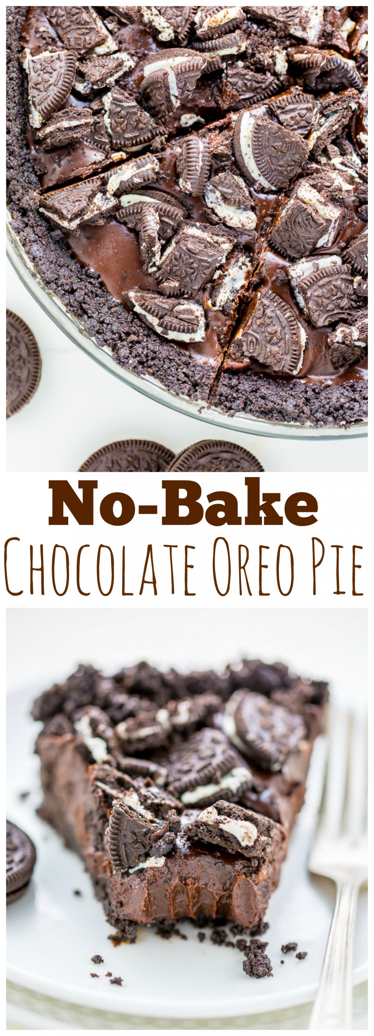 No-Bake Chocolate Oreo Pie (Only 4 Ingredients!) - Baker by Nature