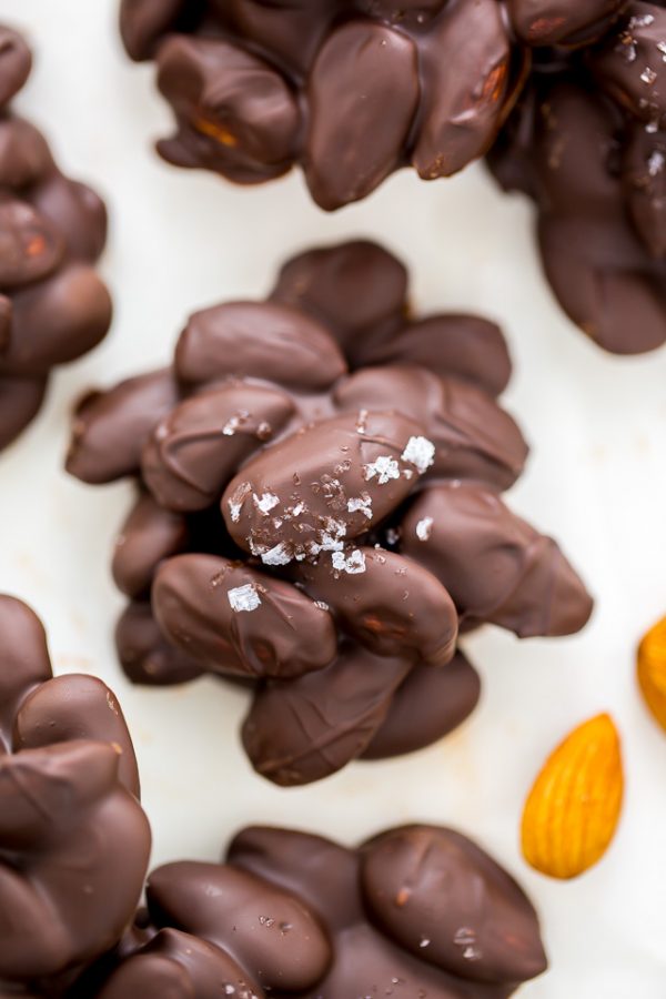 Chocolate Almond Clusters (Only 2-Ingredients!) - Baker by Nature