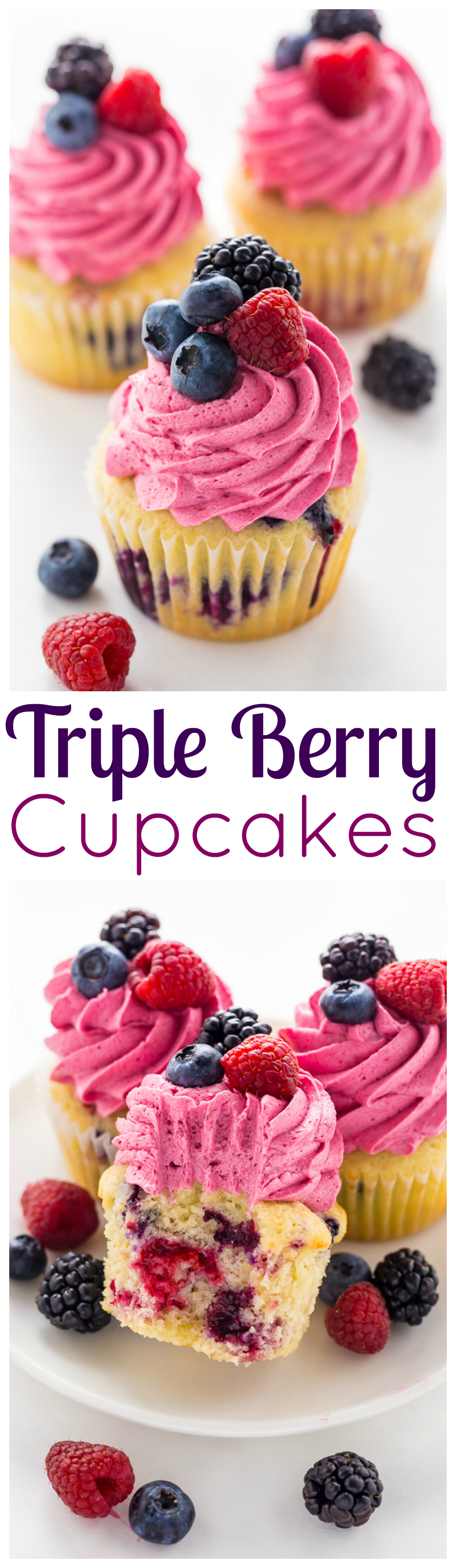 Triple Berry Cupcakes - Baker by Nature