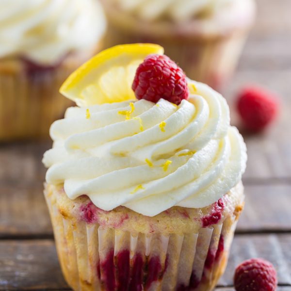 Lemon Raspberry Cupcakes with Lemon Cream Cheese Frosting
