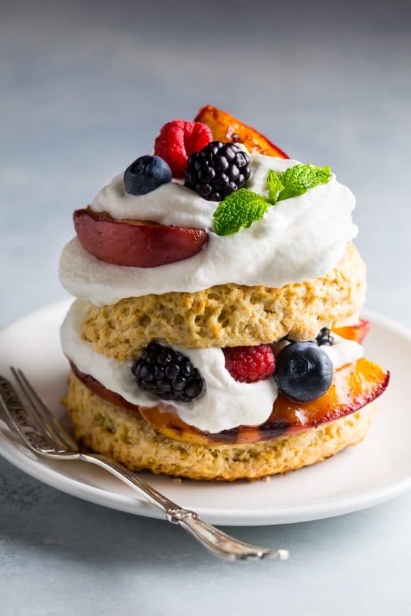 Grilled Peach and Mixed Berry Shortcakes - Baker by Nature