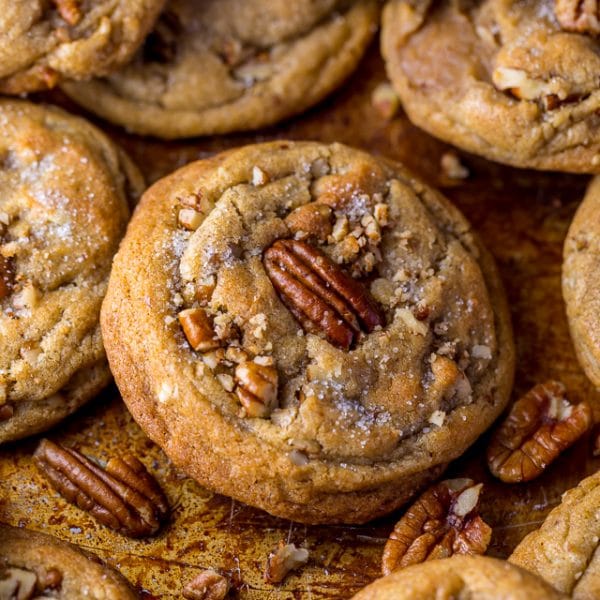 Brown Butter Pecan Cookies are thick, chewy, and crunchy!