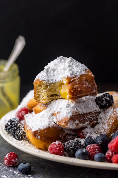 Lemon Beignets with Fresh Berries - Baker by Nature