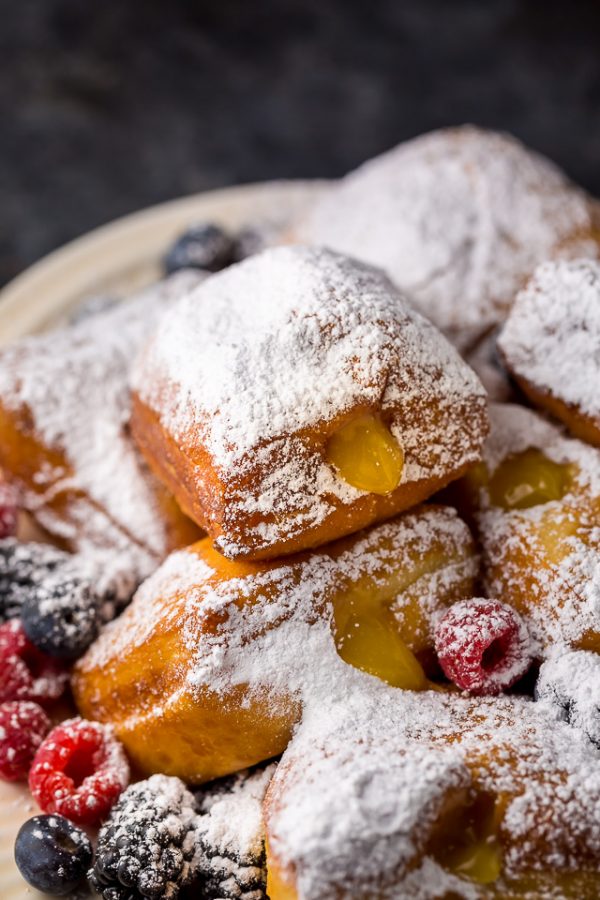 Lemon Beignets with Fresh Berries - Baker by Nature