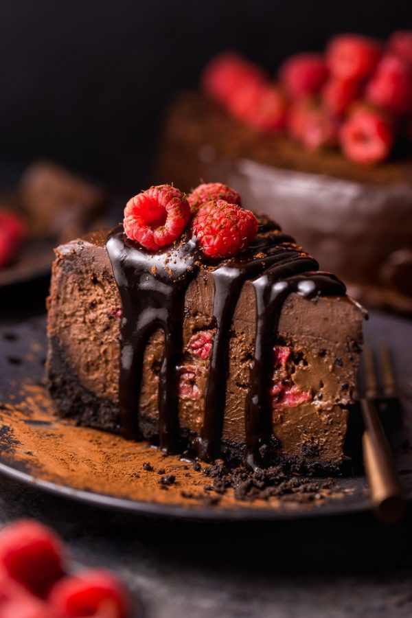 Chocolate Raspberry Cheesecake - Baker by Nature