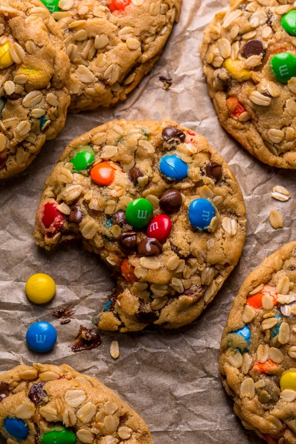 Chewy Monster Cookies (Peanut Butter) - Baker by Nature