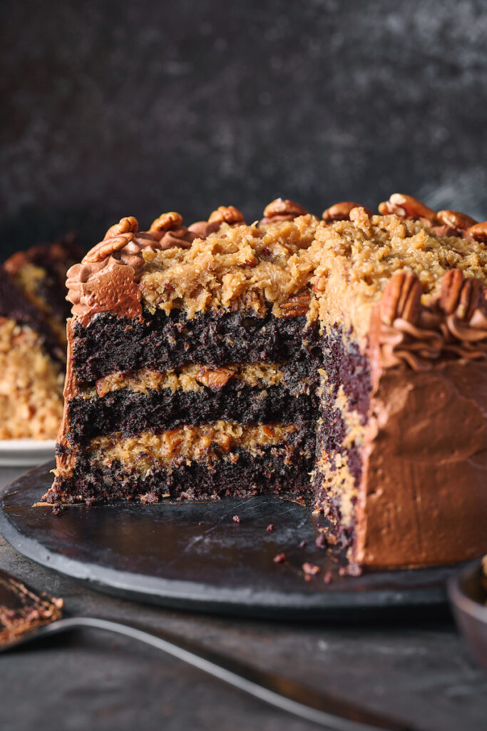 Triple Layer German Chocolate Cake - Baker by Nature