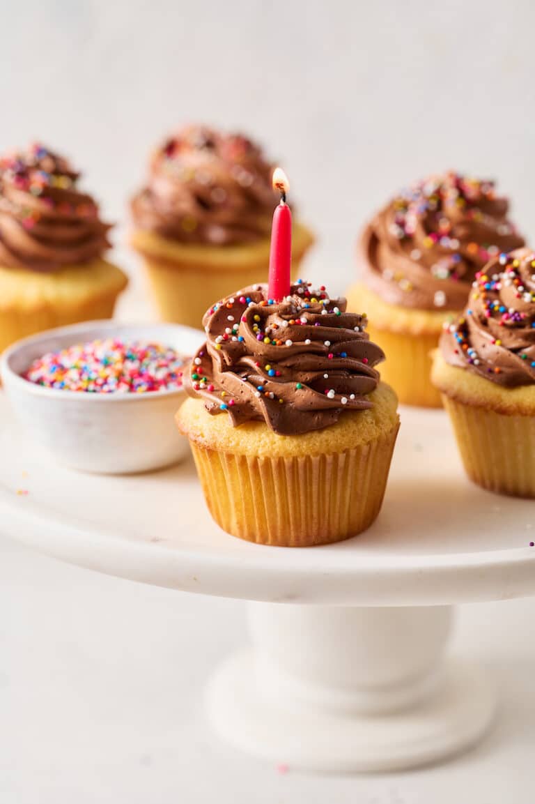 Yellow Cupcakes with Chocolate Frosting - Baker by Nature