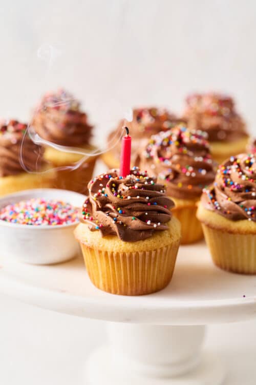 Yellow Cupcakes with Chocolate Frosting - Baker by Nature
