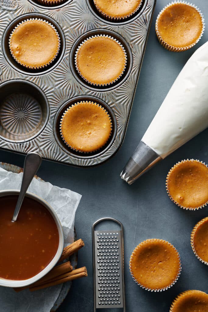Mini Pumpkin Cheesecakes - Baker by Nature