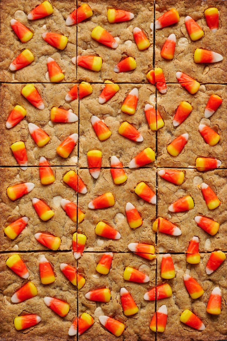 Brown Butter Candy Corn Blondies - Baker by Nature