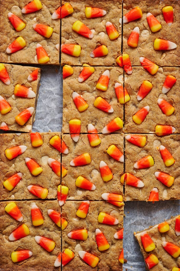 Brown Butter Candy Corn Blondies - Baker by Nature