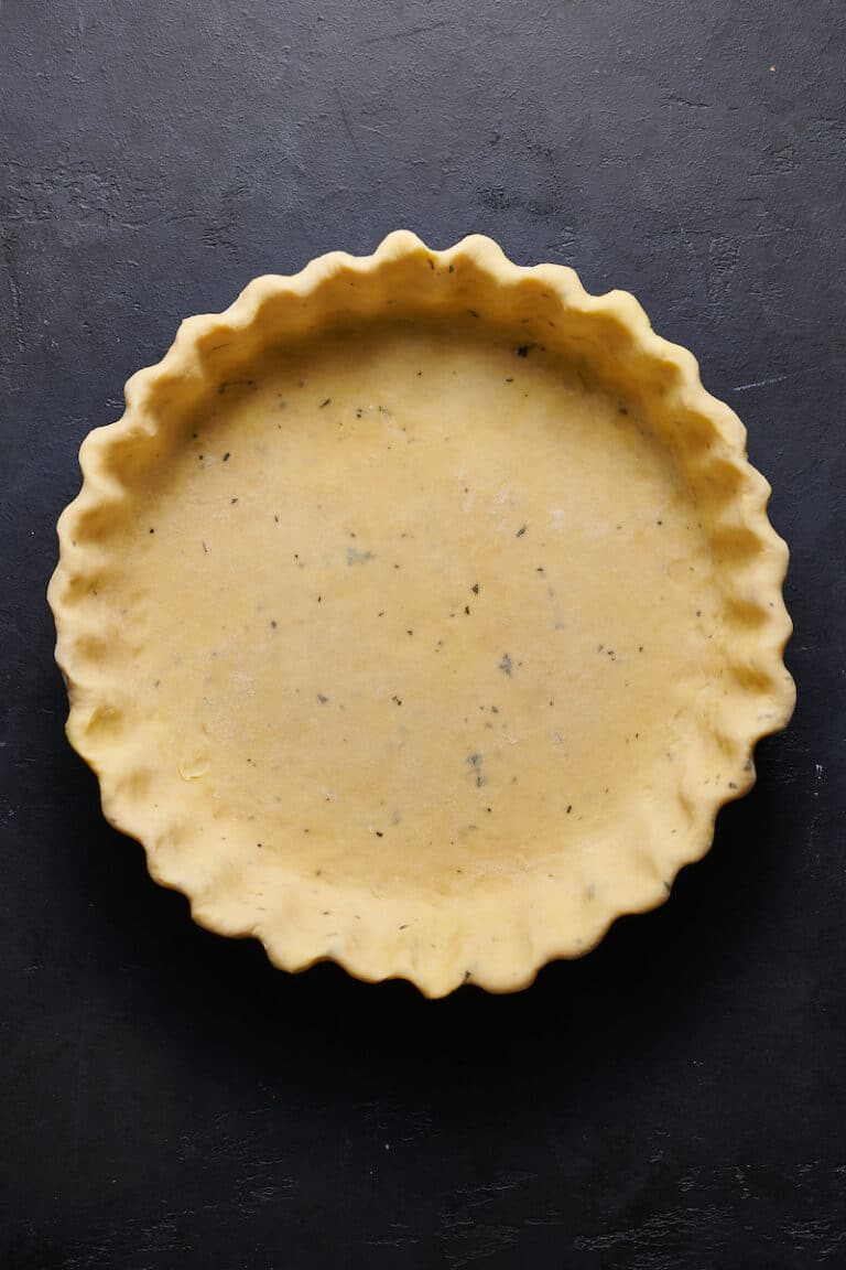 Bacon, Onion, and Mushroom Quiche - Baker by Nature