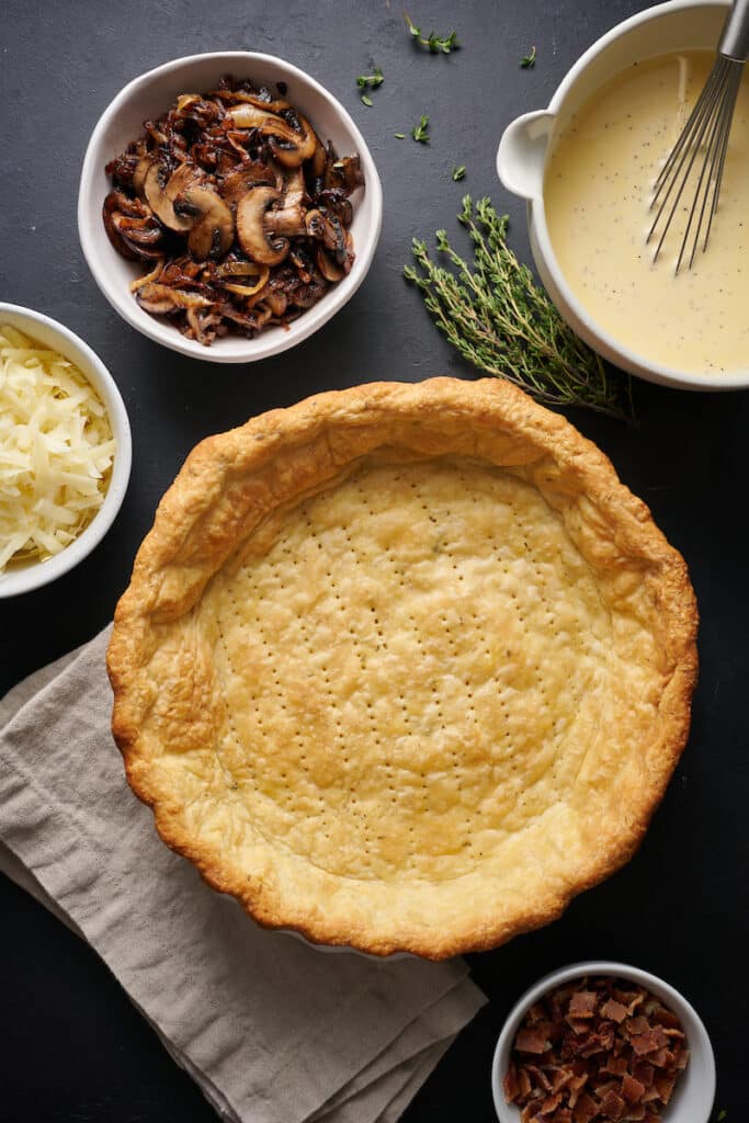 Bacon, Onion, and Mushroom Quiche - Baker by Nature
