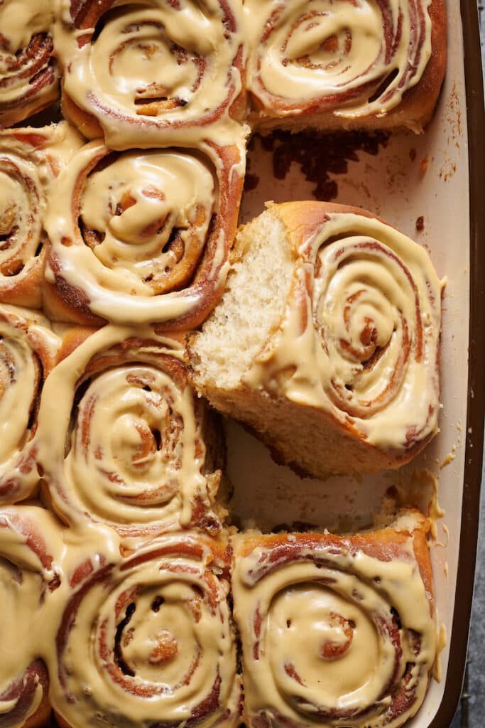 Christmas Morning Gingerbread Cinnamon Rolls - Baker by Nature
