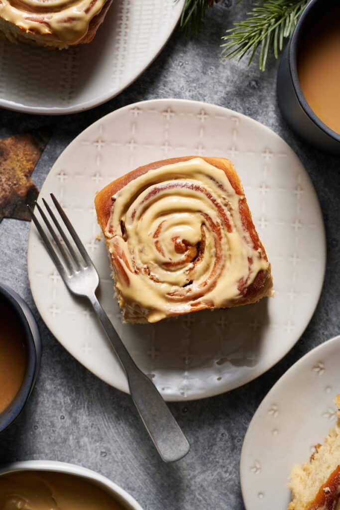 Christmas Morning Gingerbread Cinnamon Rolls - Baker by Nature