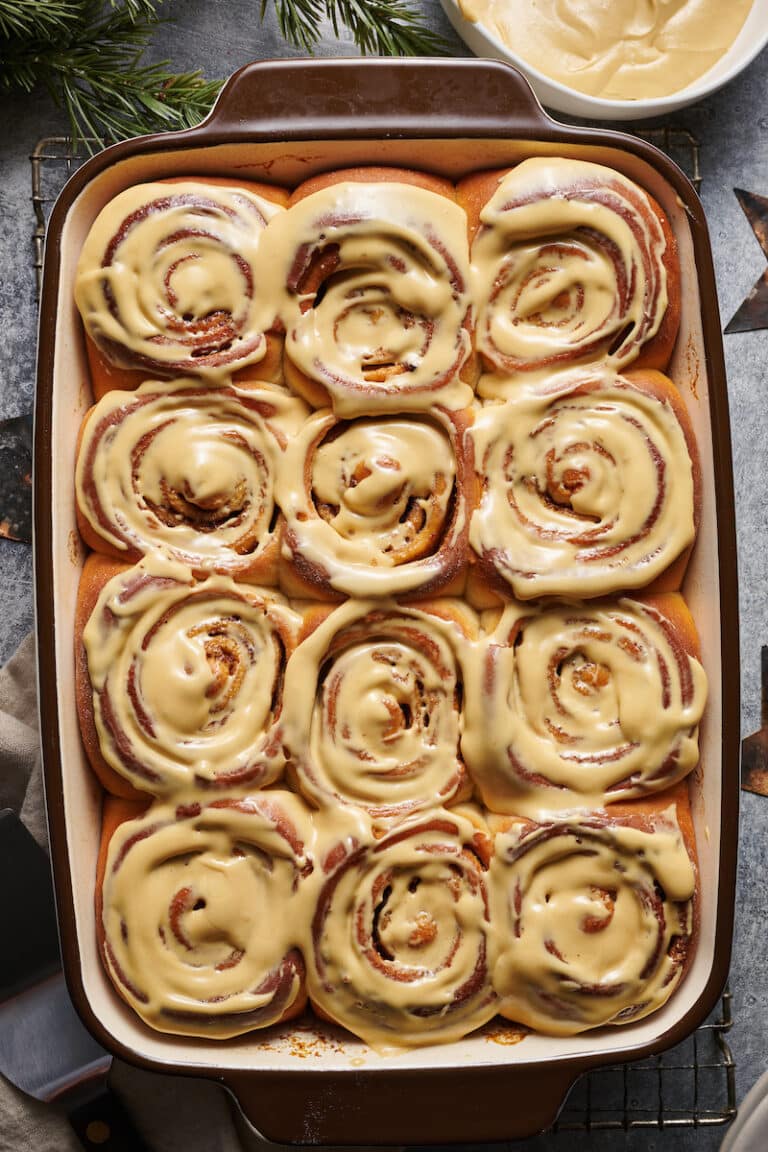 Christmas Morning Gingerbread Cinnamon Rolls - Baker by Nature