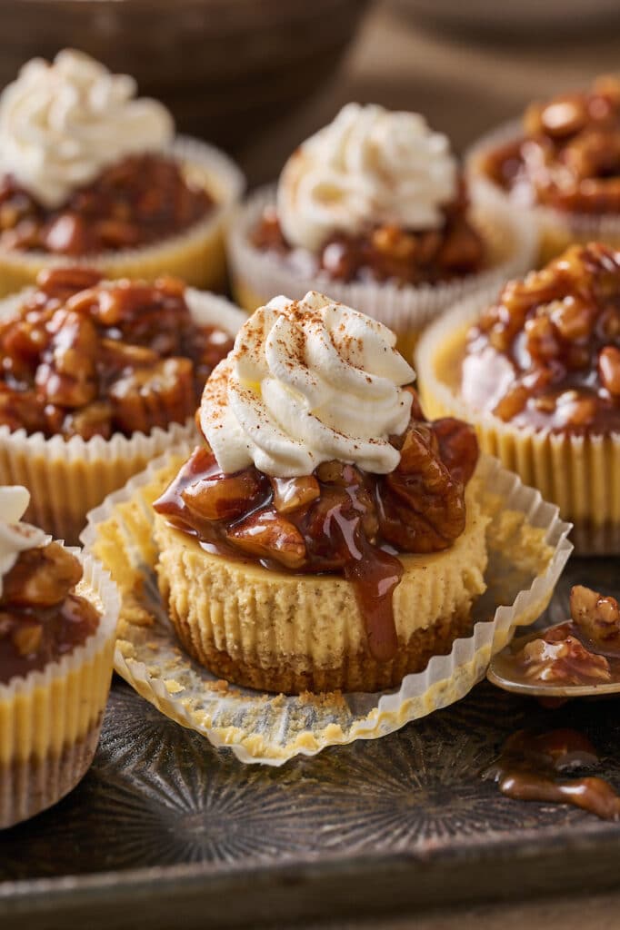 Mini Pecan Pie Cheesecakes - Baker by Nature