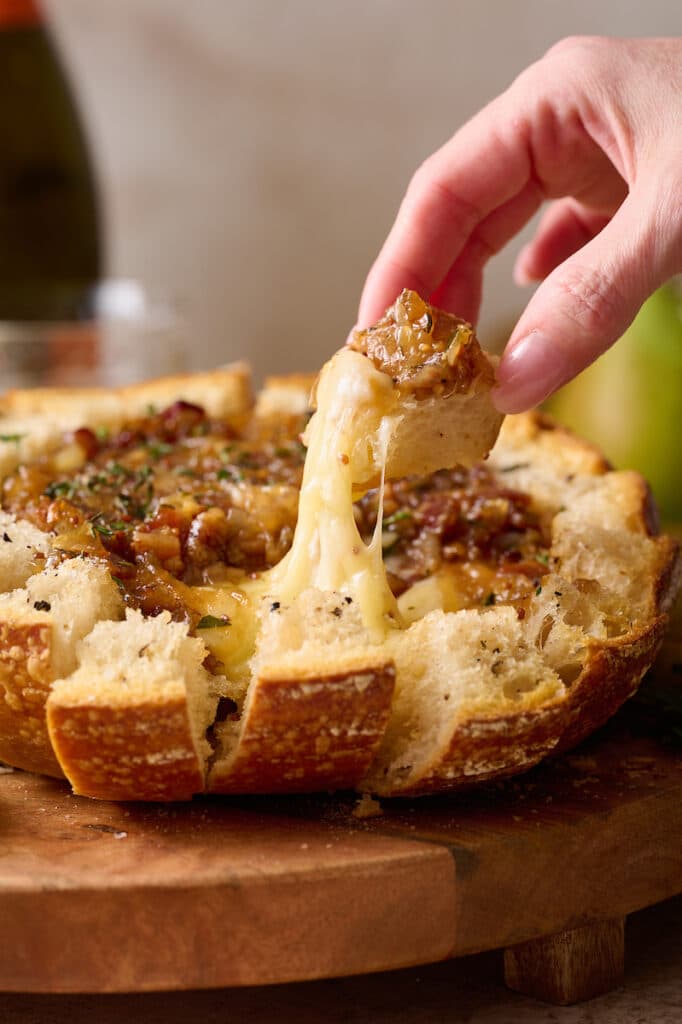 Caramelized Onion Baked Brie Bread Bowl - Baker by Nature