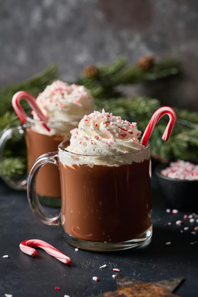 Boozy Peppermint Hot Chocolate - Baker by Nature