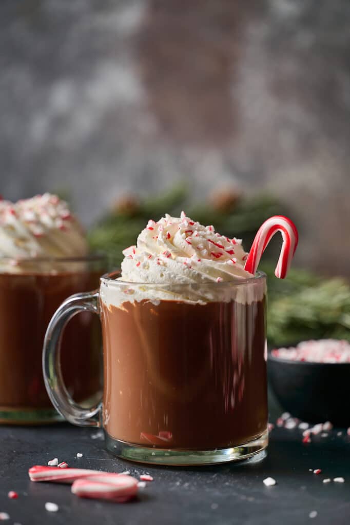 Boozy Peppermint Hot Chocolate - Baker by Nature