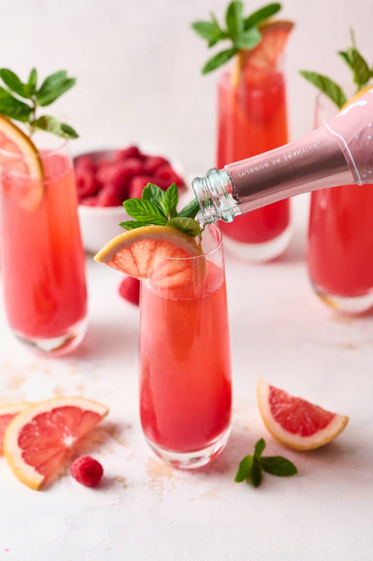 Raspberry Grapefruit Mimosas - Baker by Nature