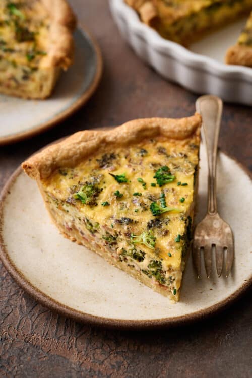 Broccoli Cheddar Quiche - Baker by Nature