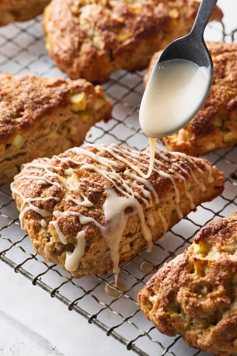 Apple Scones with Maple Glaze - Baker by Nature