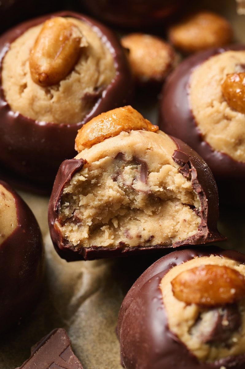 Toffee Crunch Peanut Butter Buckeyes - Baker by Nature